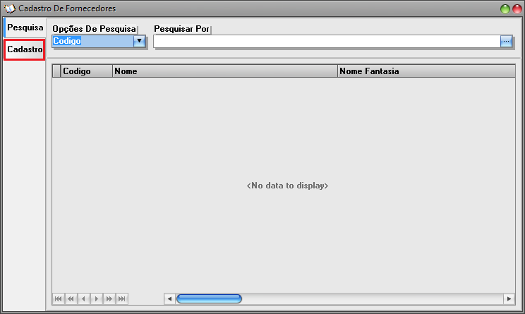 Cadastro de Fornecedores